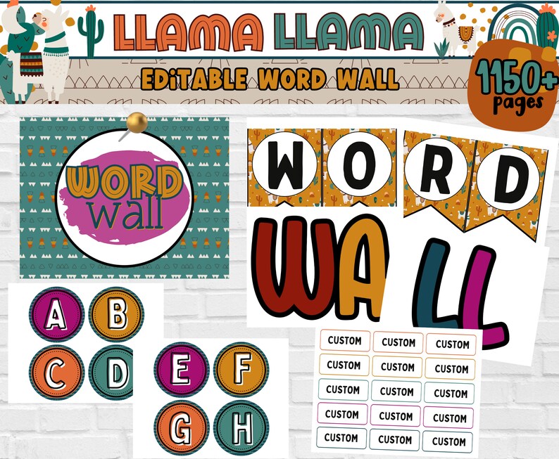 Llama Theme Editable Classroom Decor Bundle | Modern Elementary ...
