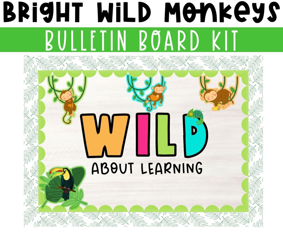 Wild About Learning Safari Classroom Bulletin | Monkey Summer Bulletin ...