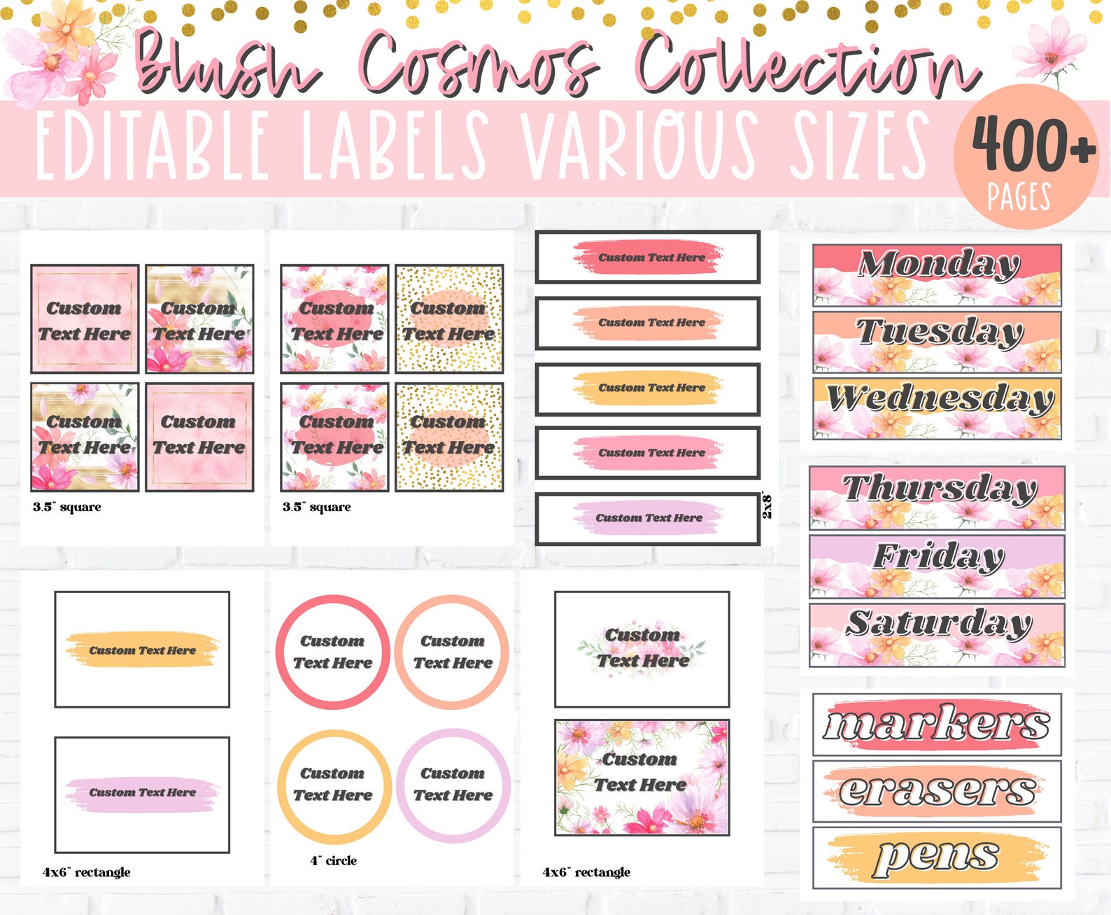 Pink & Floral Editable CLASSROOM DECOR Bundle Elementary - Etsy