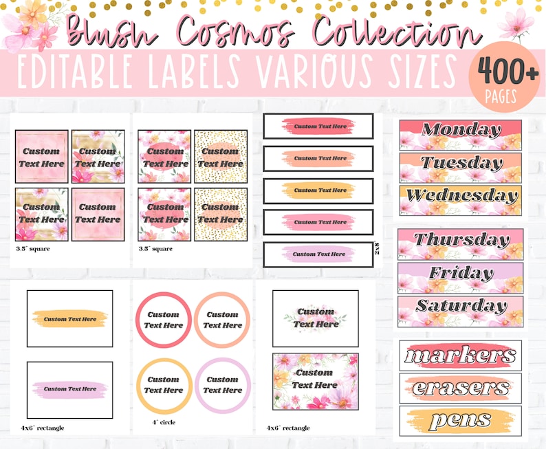 Pink & Floral Editable CLASSROOM DECOR Bundle Elementary Classroom ...