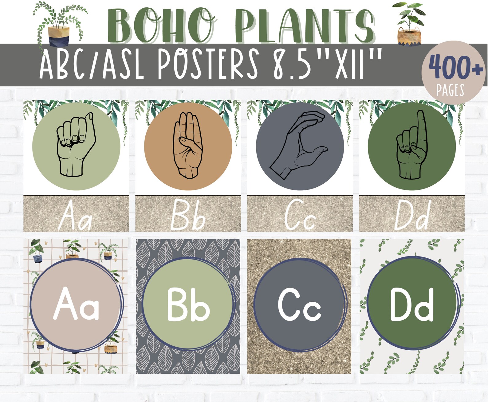 Boho Plants CLASSROOM DECOR Full Bundle Meet the Teacher Shapes Abc's ...