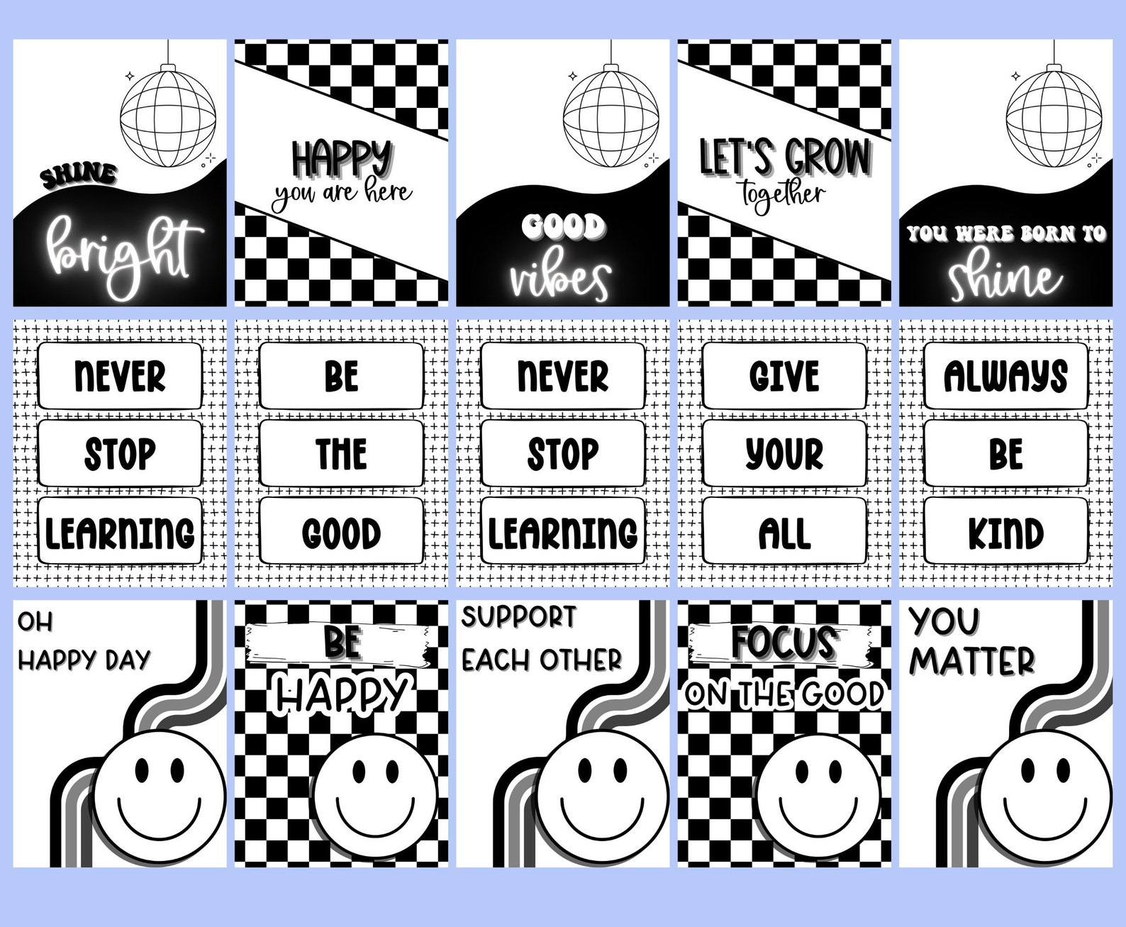 Black and White Educational Classroom Psoters CLASSROOM Decor Posters ...