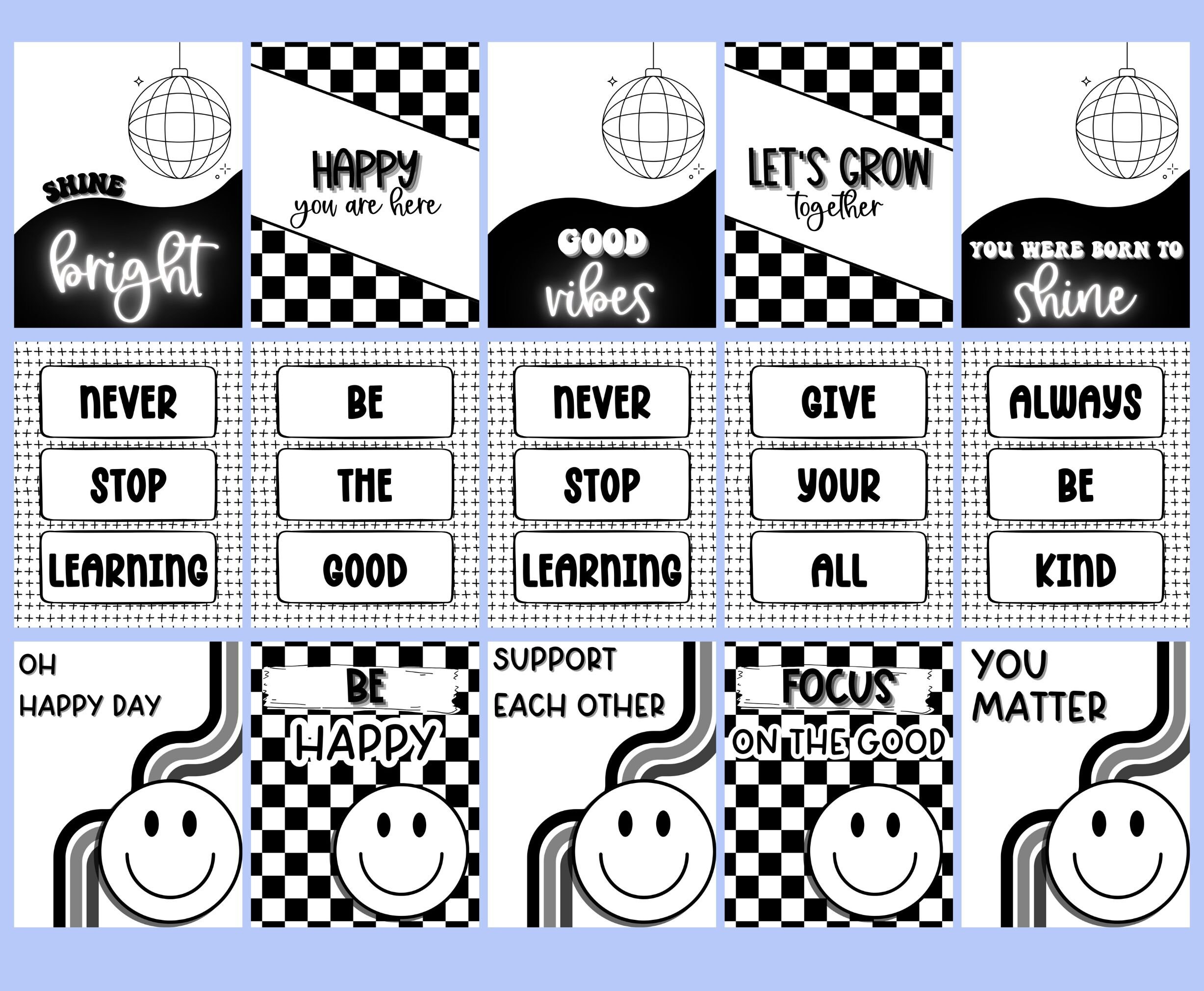 Black and White Educational Classroom Psoters CLASSROOM Decor - Etsy