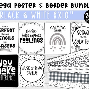 Black and White Educational Classroom Psoters |CLASSROOM Decor Posters ...