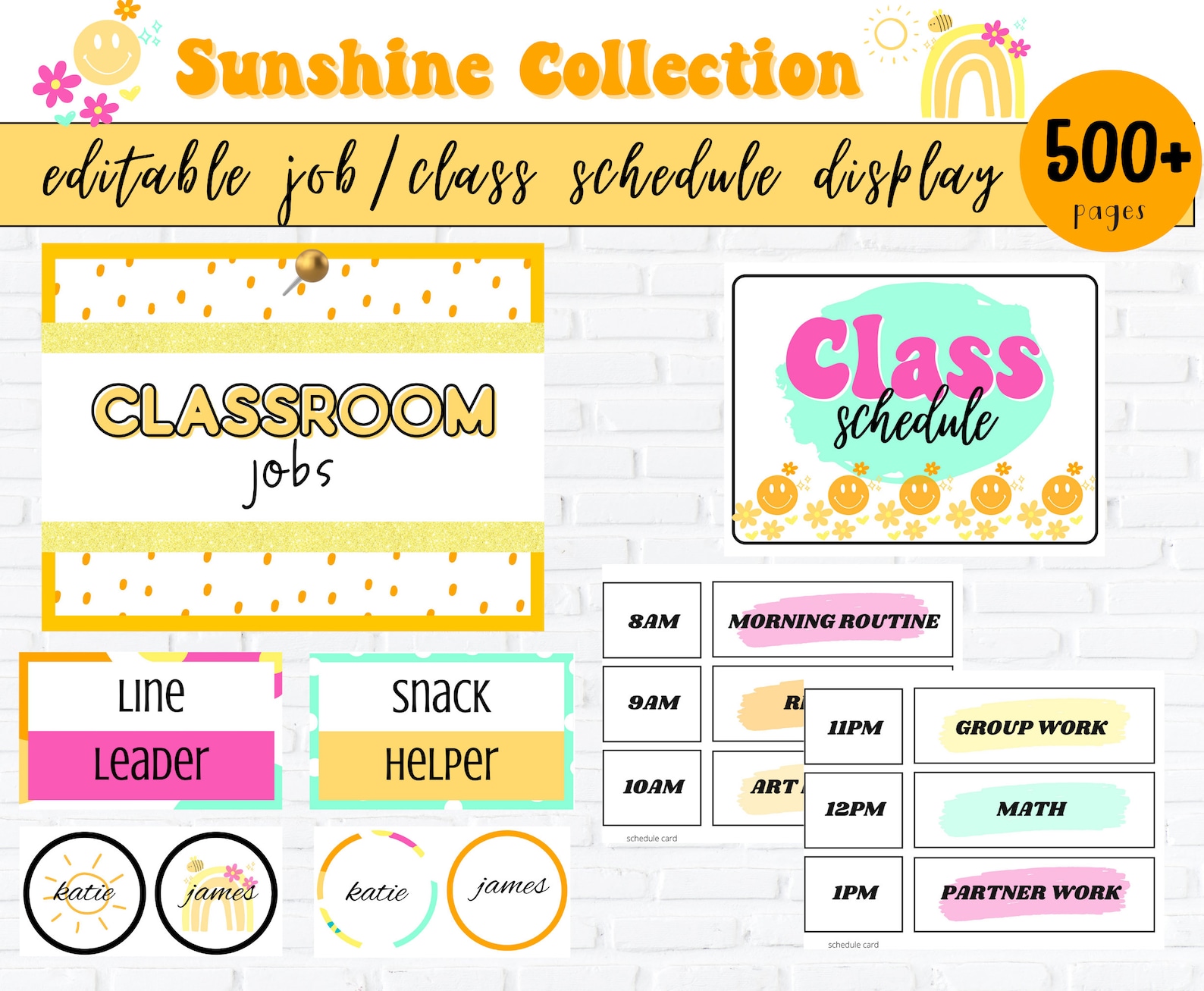 Bright Sunshine Editable CLASSROOM DECOR Bundle | Elementary Classroom ...