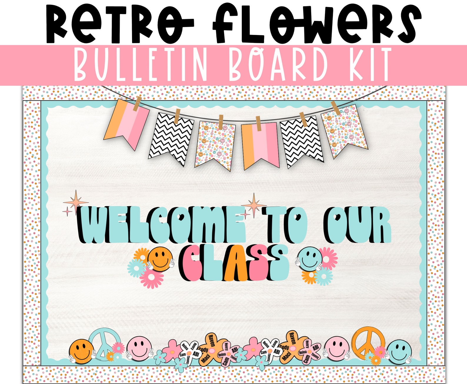 Groovy Spring Flower Bulletin Kit. We Bloom Class Bulletin - Etsy