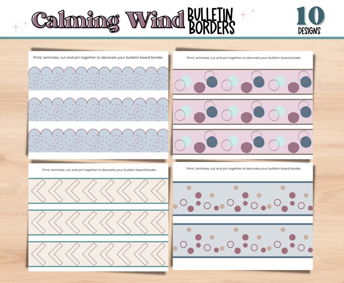 PRINTABLE Calming Bulletin Board Borders. Printable Classroom Borders ...