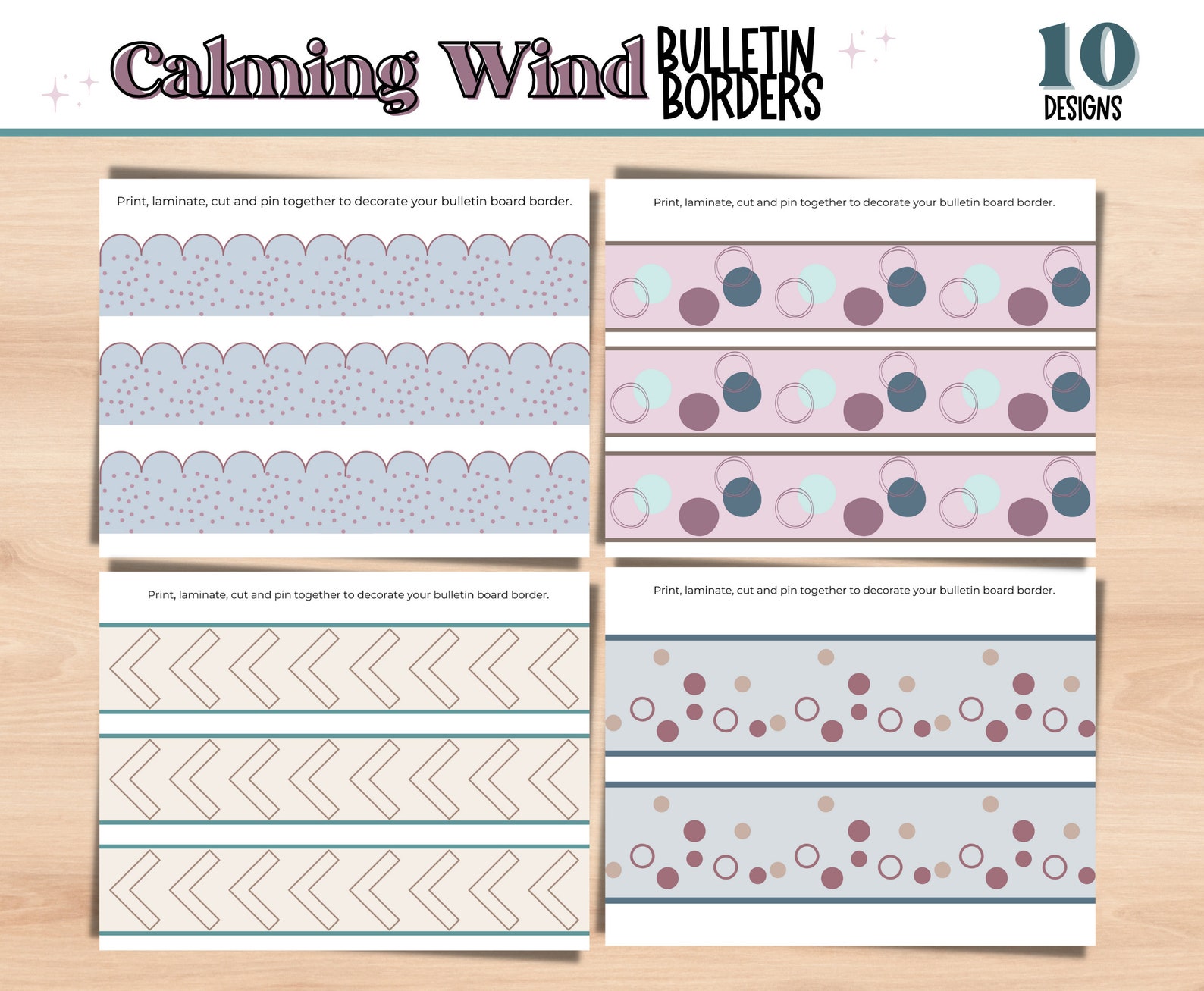 PRINTABLE Calming Bulletin Board Borders. Printable Classroom Borders ...