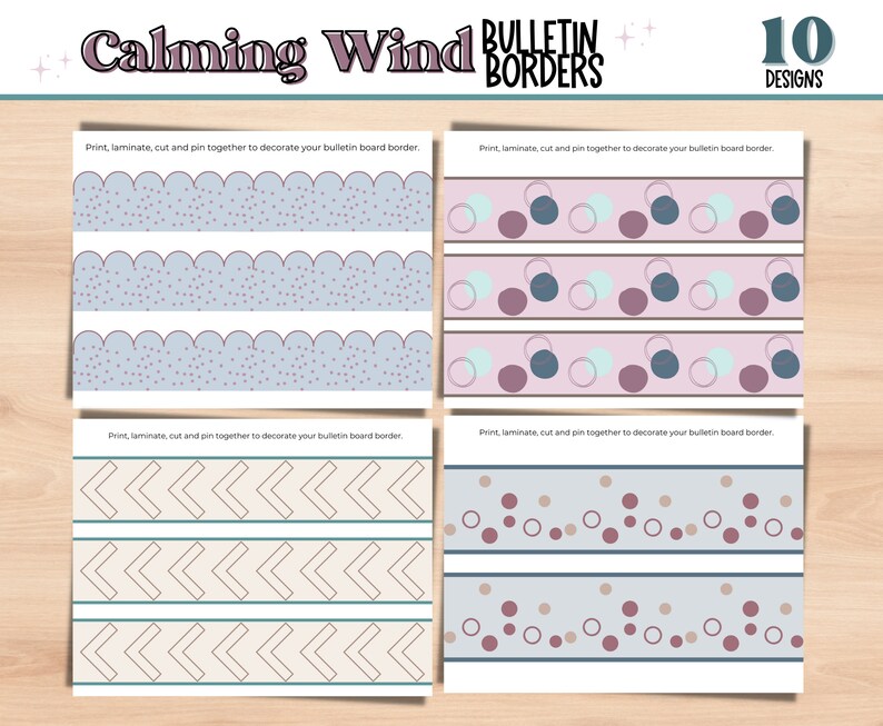 PRINTABLE Calming Bulletin Board Borders. Printable Classroom Borders ...