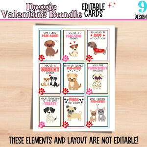 Dog Themed Printable Valentine's Day Cards. Editable Puppy Classroom ...