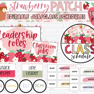 Strawberry Theme Editable CLASSROOM DECOR Bundle | Elementary Classroom ...