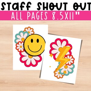 Staff Shout Out Bulletin Kit Groovy Staff Appreciation | TEACHERS ...