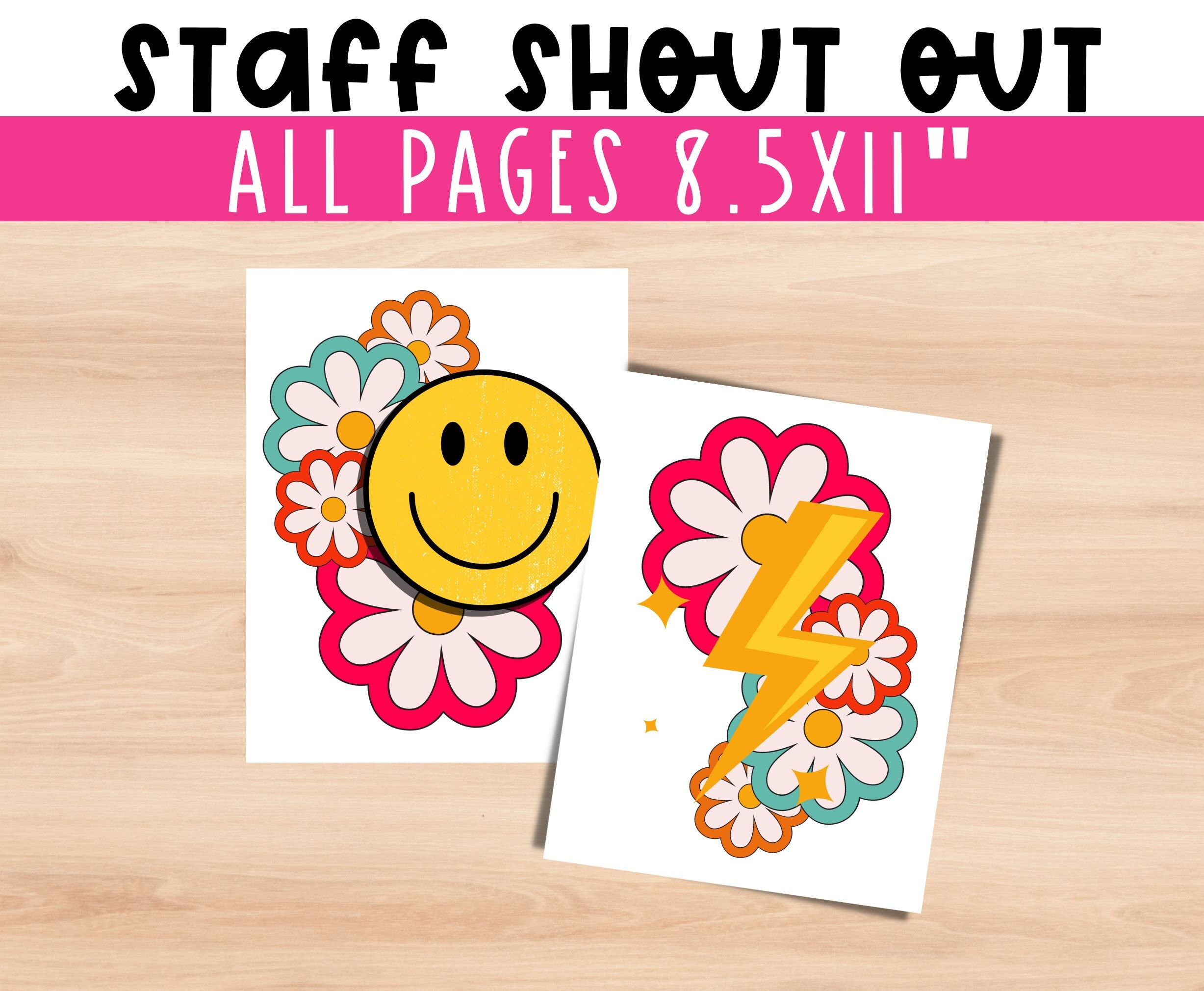 Staff Shout Out Bulletin Kit Groovy Staff Appreciation | TEACHERS ...