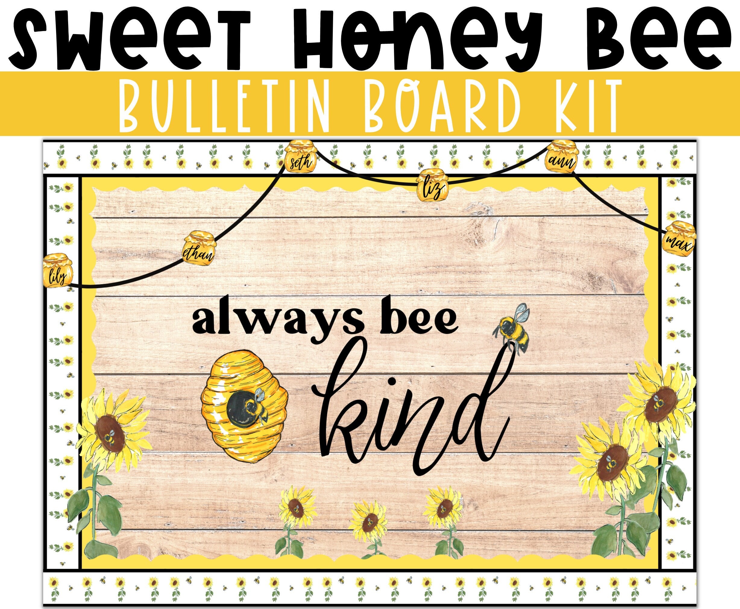 Honey Bee Bulletin Board Kit Editable Honey Bee Bulletin Board Kit for ...