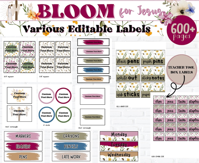 Christian Editable CLASSROOM DECOR Bundle Elementary Classroom Decor ...