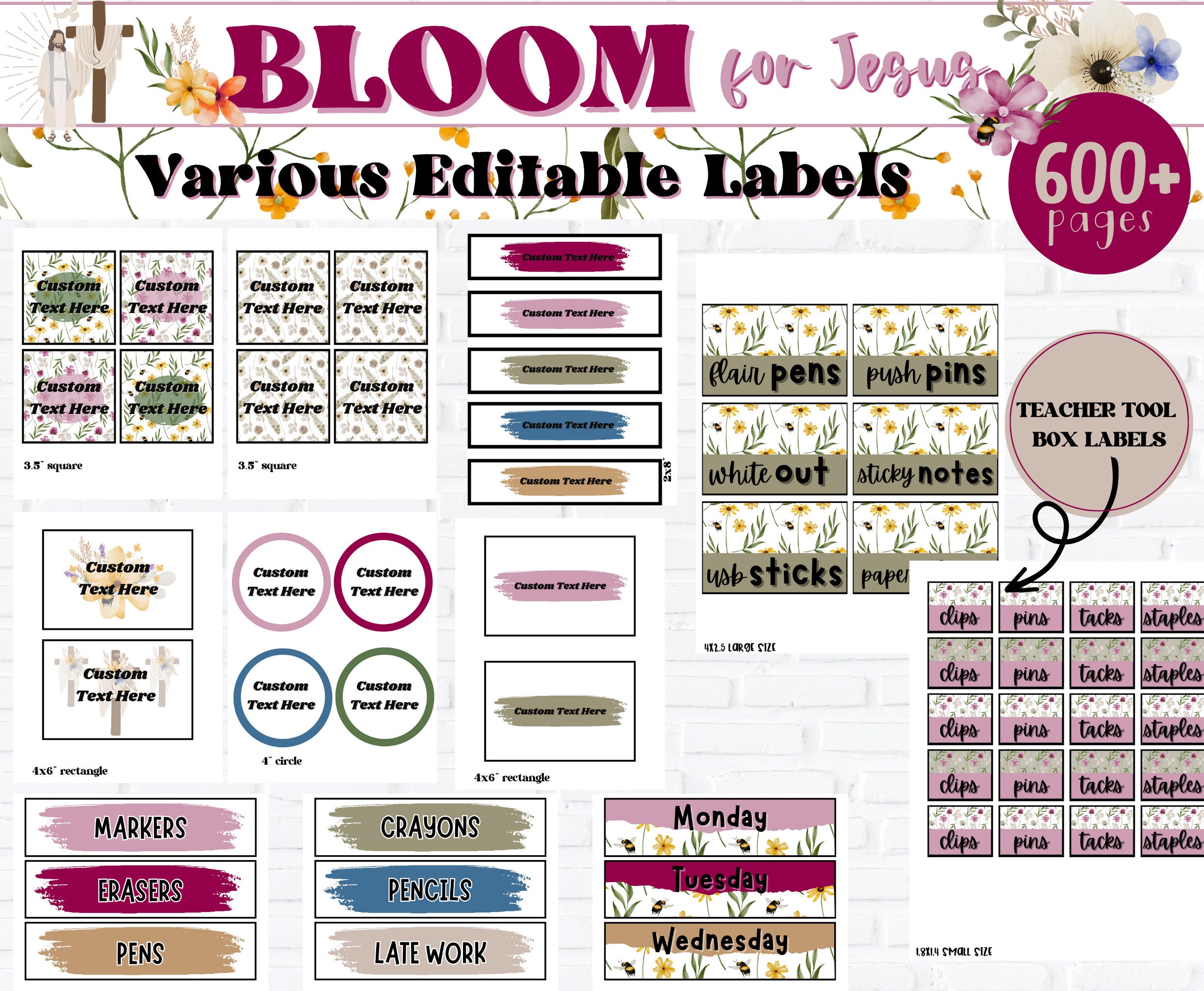 Christian Editable CLASSROOM DECOR Bundle Elementary Classroom Decor ...