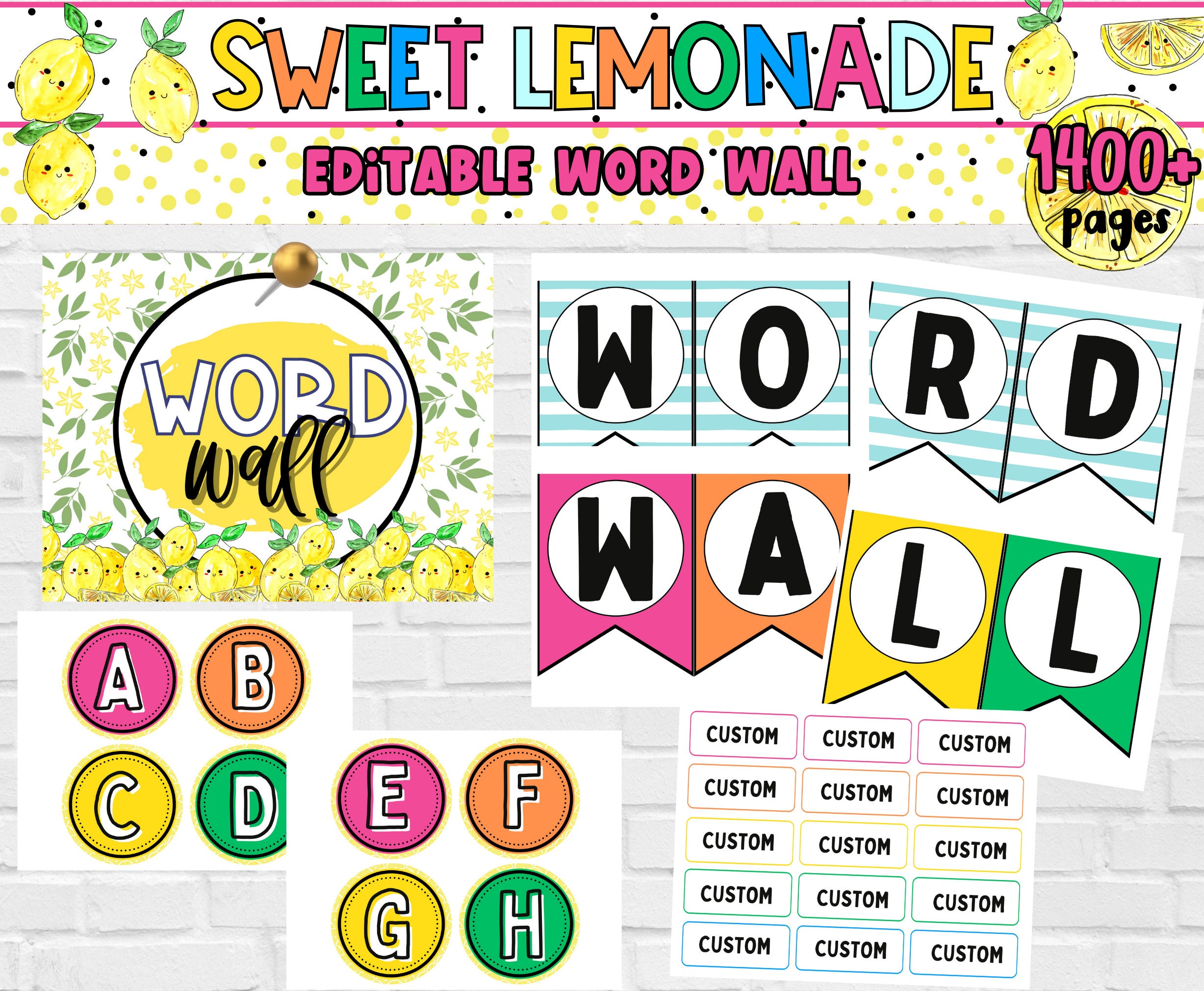 Lemon Theme Editable CLASSROOM DECOR Bundle Elementary - Etsy