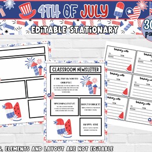 4th of July Theme Editable Holiday Classroom Decor Bundle | Modern ...