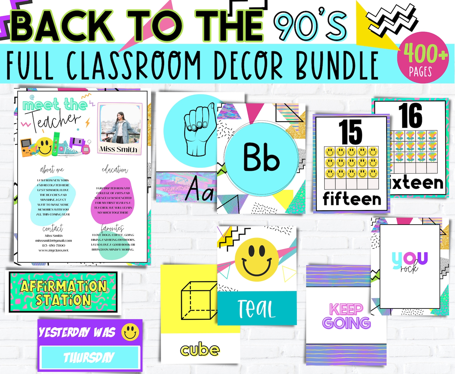 90's Theme Editable CLASSROOM DECOR Bundle Elementary - Etsy