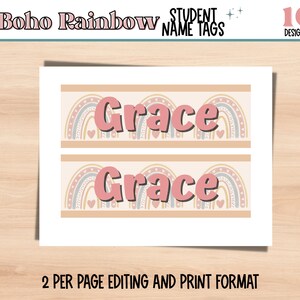 MODERN RAINBOW Editable Student Desk Plate. Student Name Tags. Calm ...