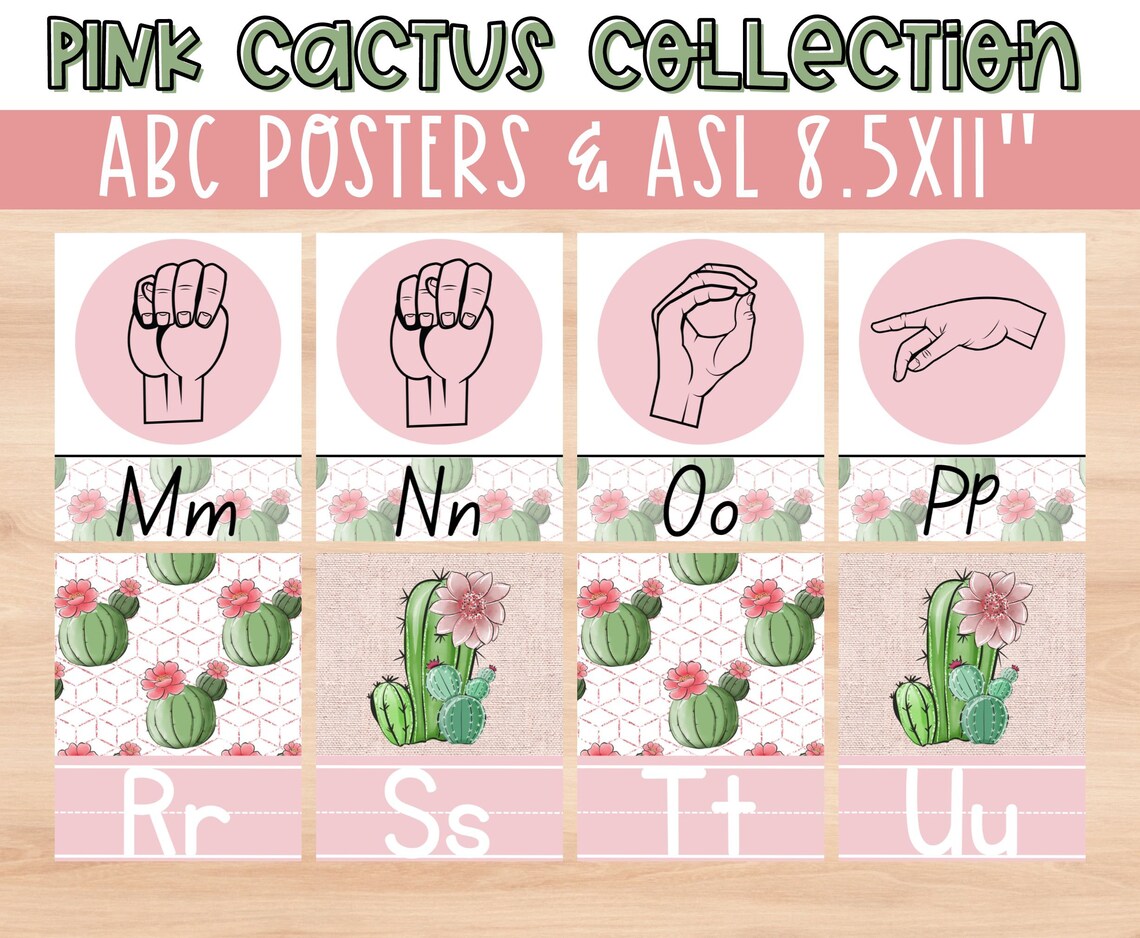 PINK Cactus CLASSROOM Decor Full Bundle Meet the Teacher | Shapes | Abc ...