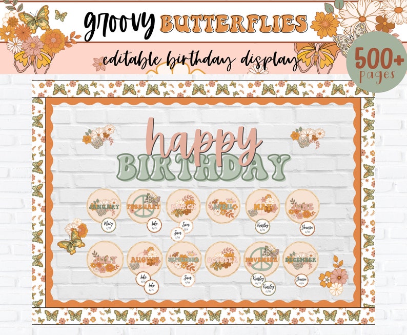 Butterfly Classroom Decor Bundle Groovy Theme • Editable Classroom ...