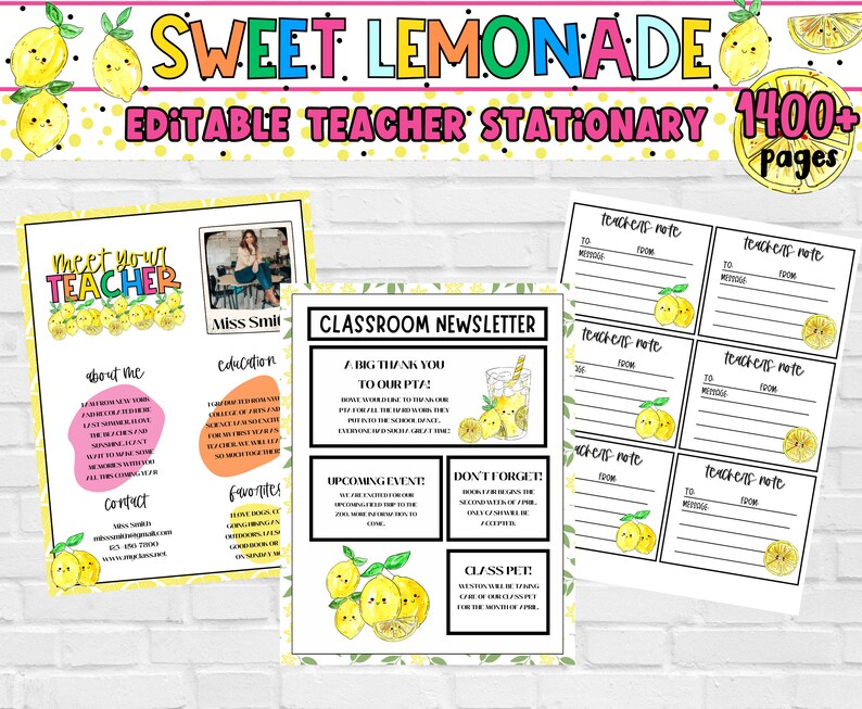 Lemon Theme Editable CLASSROOM DECOR Bundle Elementary - Etsy