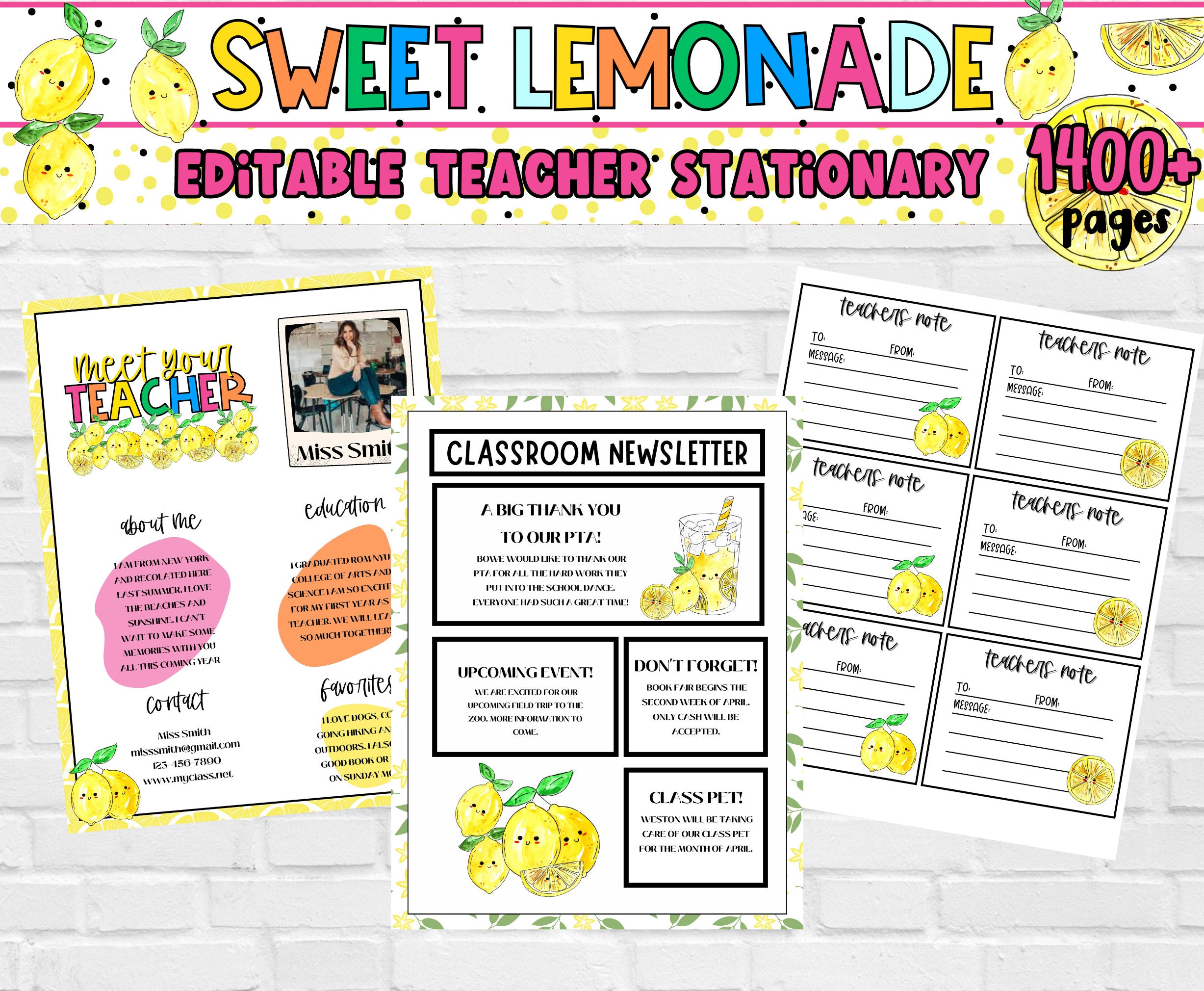 Lemon Theme Editable CLASSROOM DECOR Bundle Elementary - Etsy