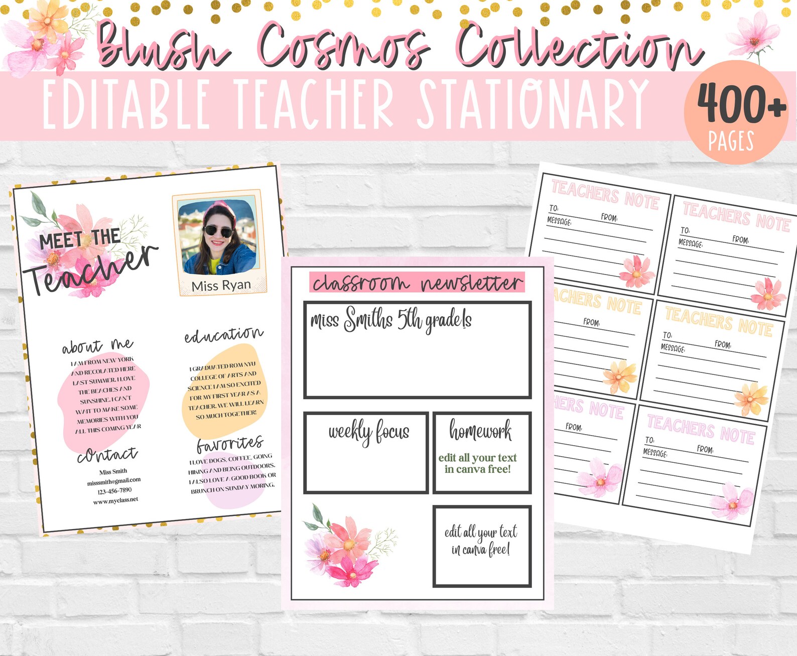 Pink & Floral Editable CLASSROOM DECOR Bundle Elementary - Etsy