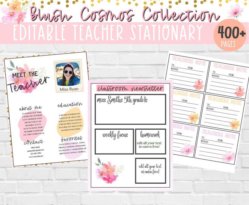 Pink & Floral Editable CLASSROOM DECOR Bundle Elementary - Etsy
