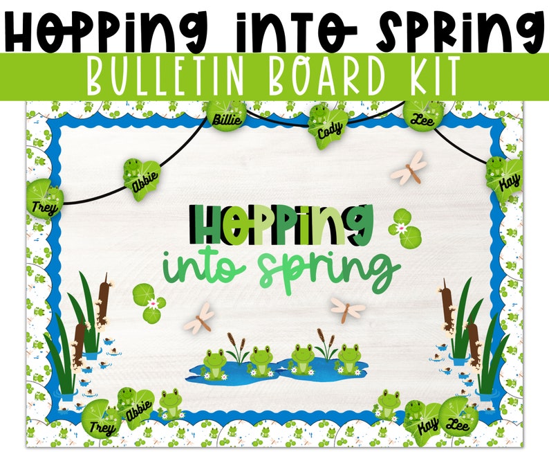 Spring Frog Bulletin Kit. Hopping Into Spring Editable. Bloom - Etsy