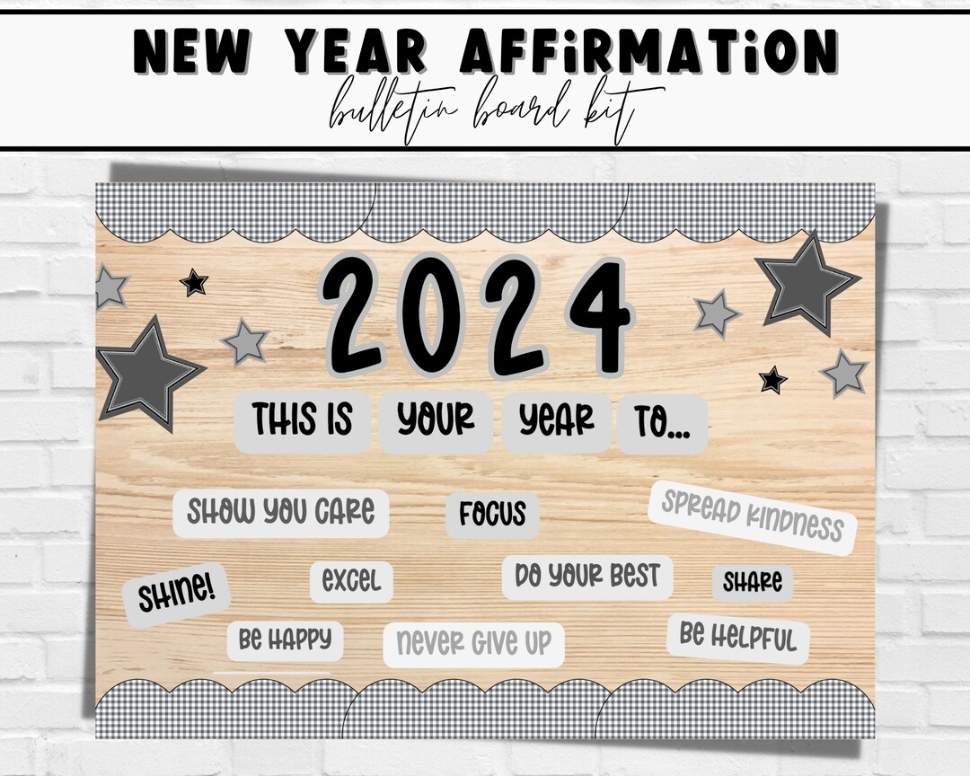 New Year Affirmation Bulletin Board Kit Printable Bulletin Borders ...