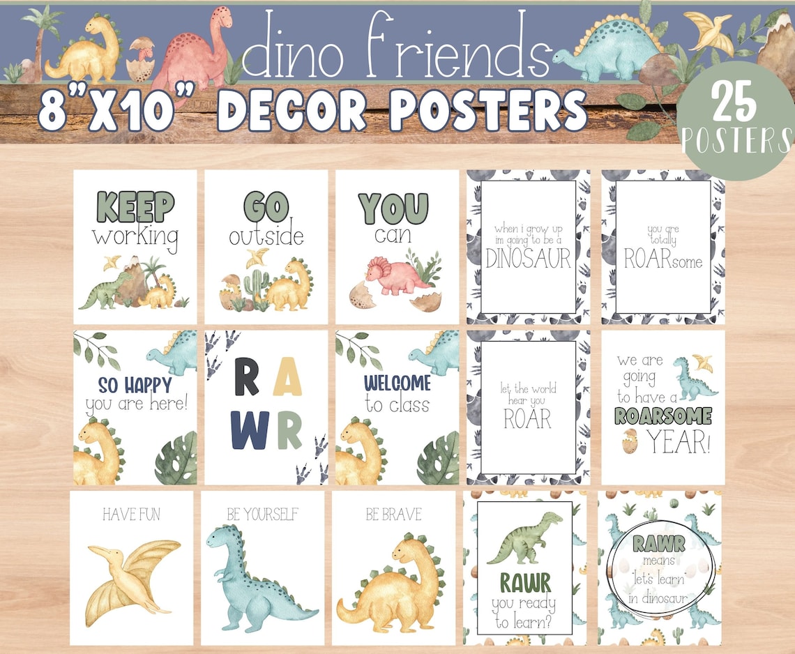 Dinosaur Classroom Posters Learning Posters Elementary Classroom Decor ...