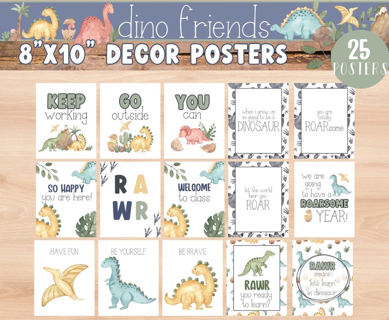 Dinosaur Classroom Posters Learning Posters Elementary Classroom Decor ...
