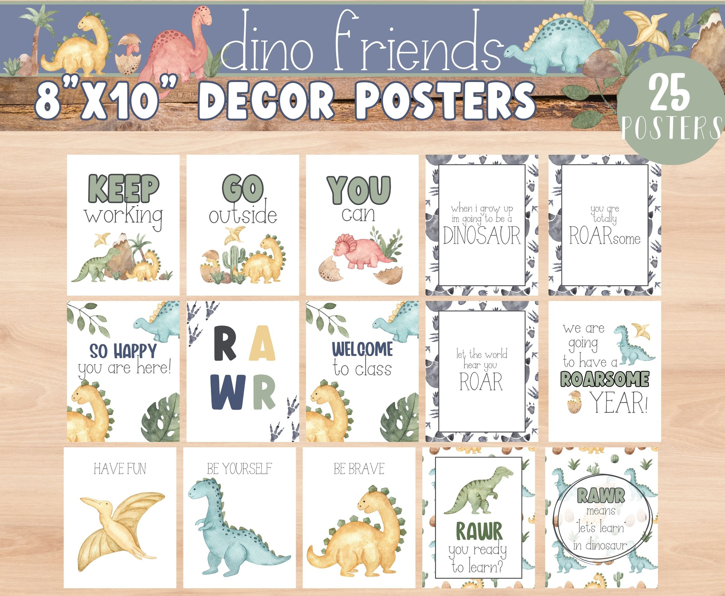 Dinosaur Classroom Posters Learning Posters Elementary Classroom Decor ...