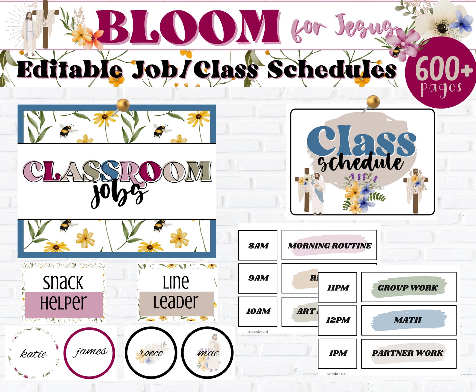 Christian Editable CLASSROOM DECOR Bundle Elementary Classroom Decor ...