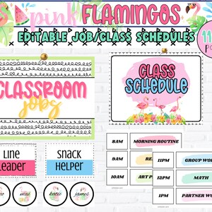 Flamingo Summer Theme Editable CLASSROOM DECOR Bundle | Elementary ...