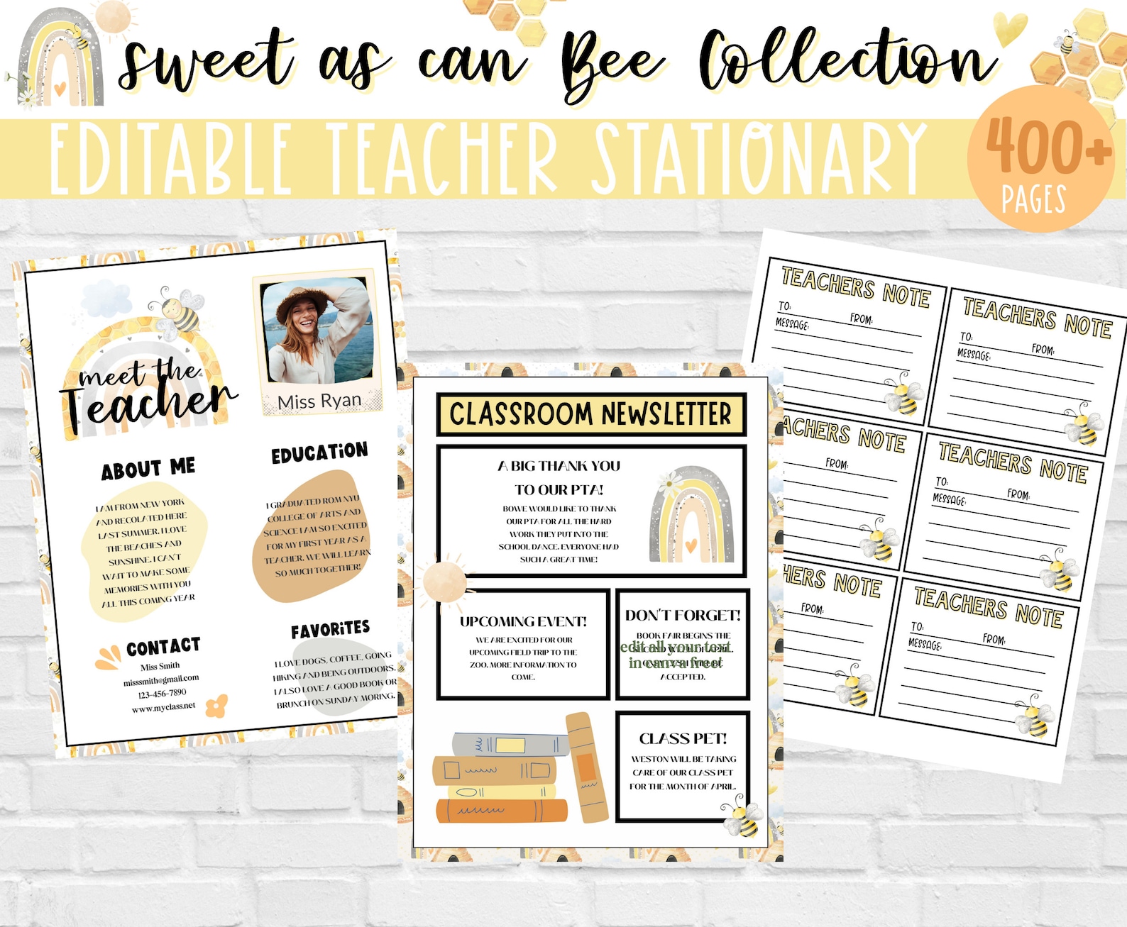 Bee Editable CLASSROOM DECOR Bundle Elementary Classroom Decor Modern ...