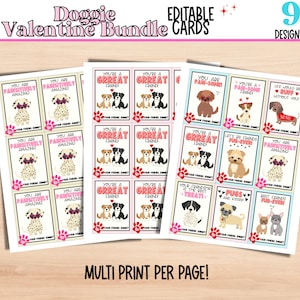 Dog Themed Printable Valentine's Day Cards. Editable Puppy Classroom ...