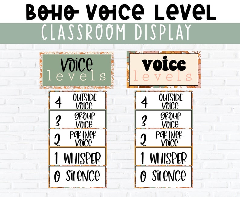 Retro Flower Voice Level Classroom Poster. Voice Level Display ...