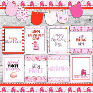Valentine Bulletin Board Kit Printable. Heart Day Classroom Decor ...
