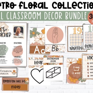 Retro Flower CLASSROOM DECOR Full Bundle Meet the Teacher | Shapes ...