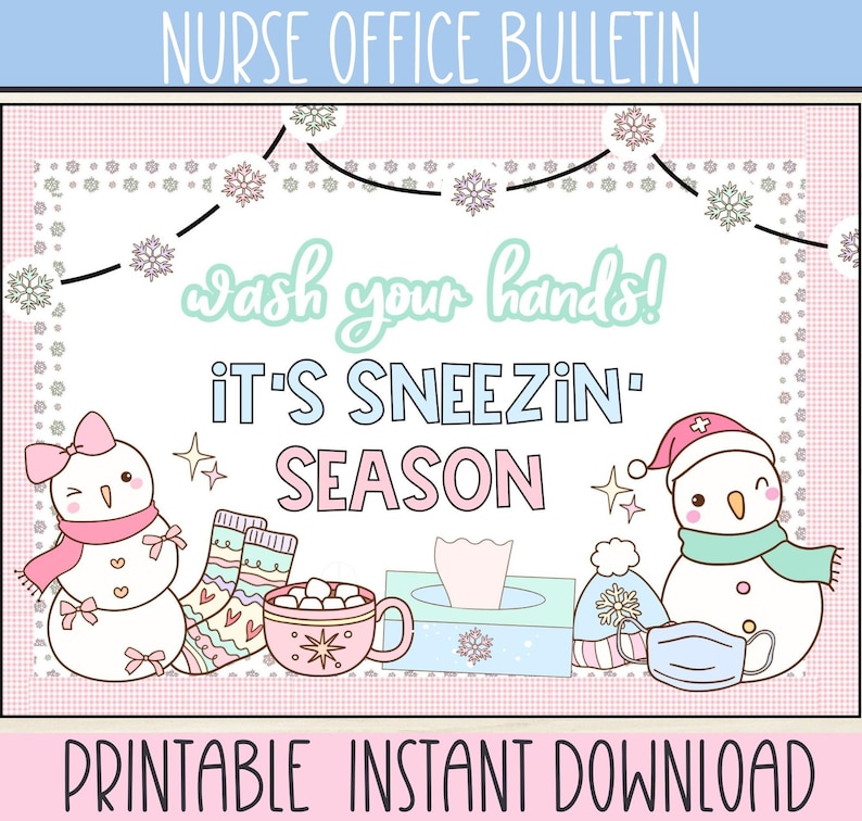 Winter Cold Awareness Bulletin Board Kit. Printable Valentine Bulletin ...