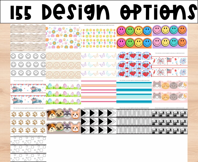 Solid and Pattern Bulletin Board Borders Bundle. 200 Designs - Etsy