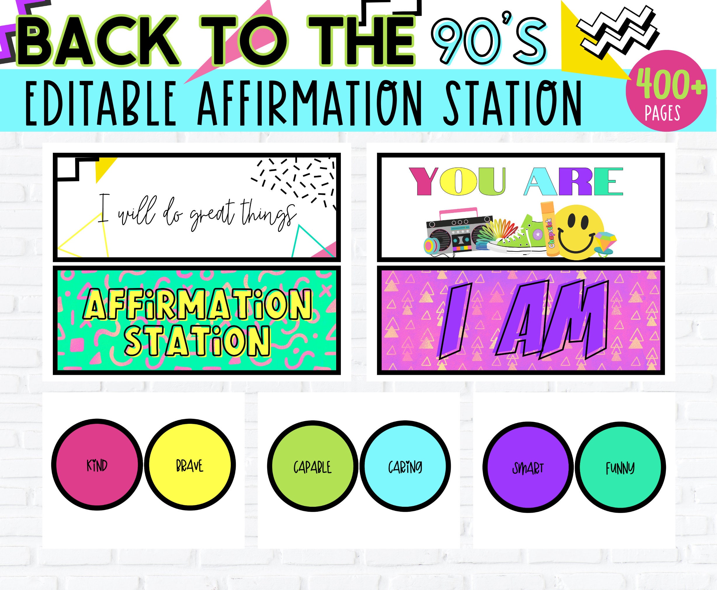 90's Theme Editable CLASSROOM DECOR Bundle | Elementary Classroom Decor ...
