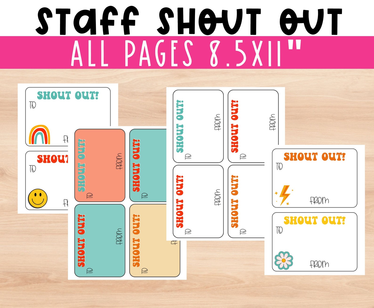Staff Shout Out Bulletin Kit Groovy Staff Appreciation | TEACHERS ...