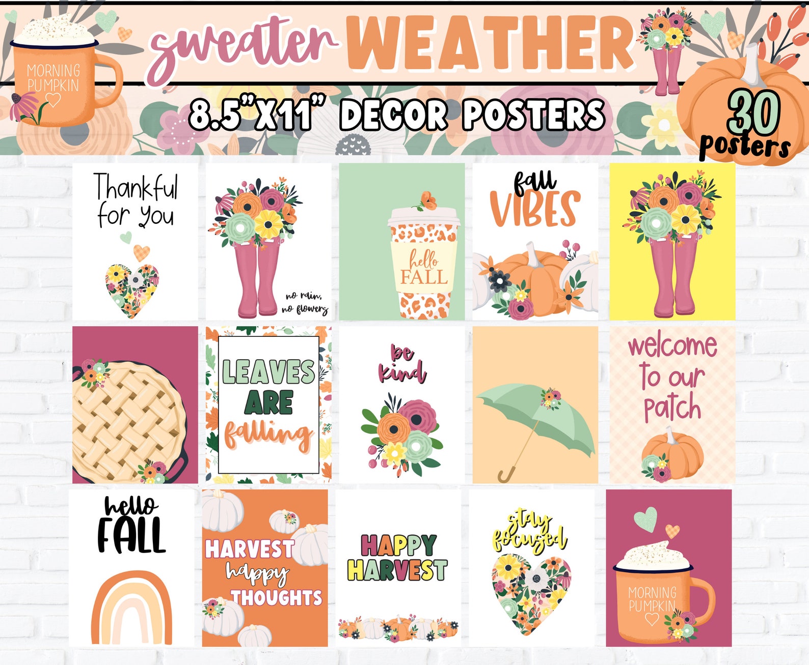 Pastel Pumpkin Fall Theme Editable Classroom Decor Bundle - Etsy