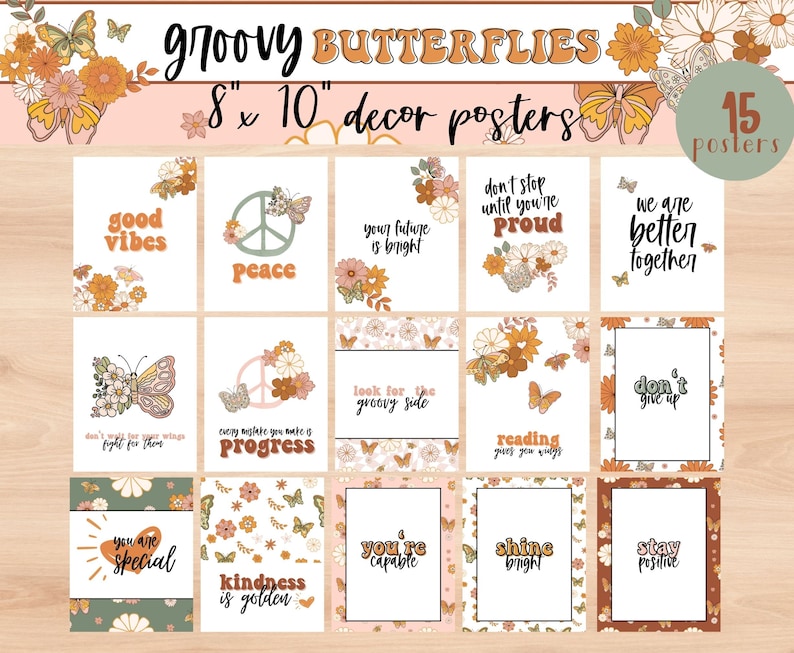 Groovy Butterfly Classroom Decor Posters Learning Posters Retro ...