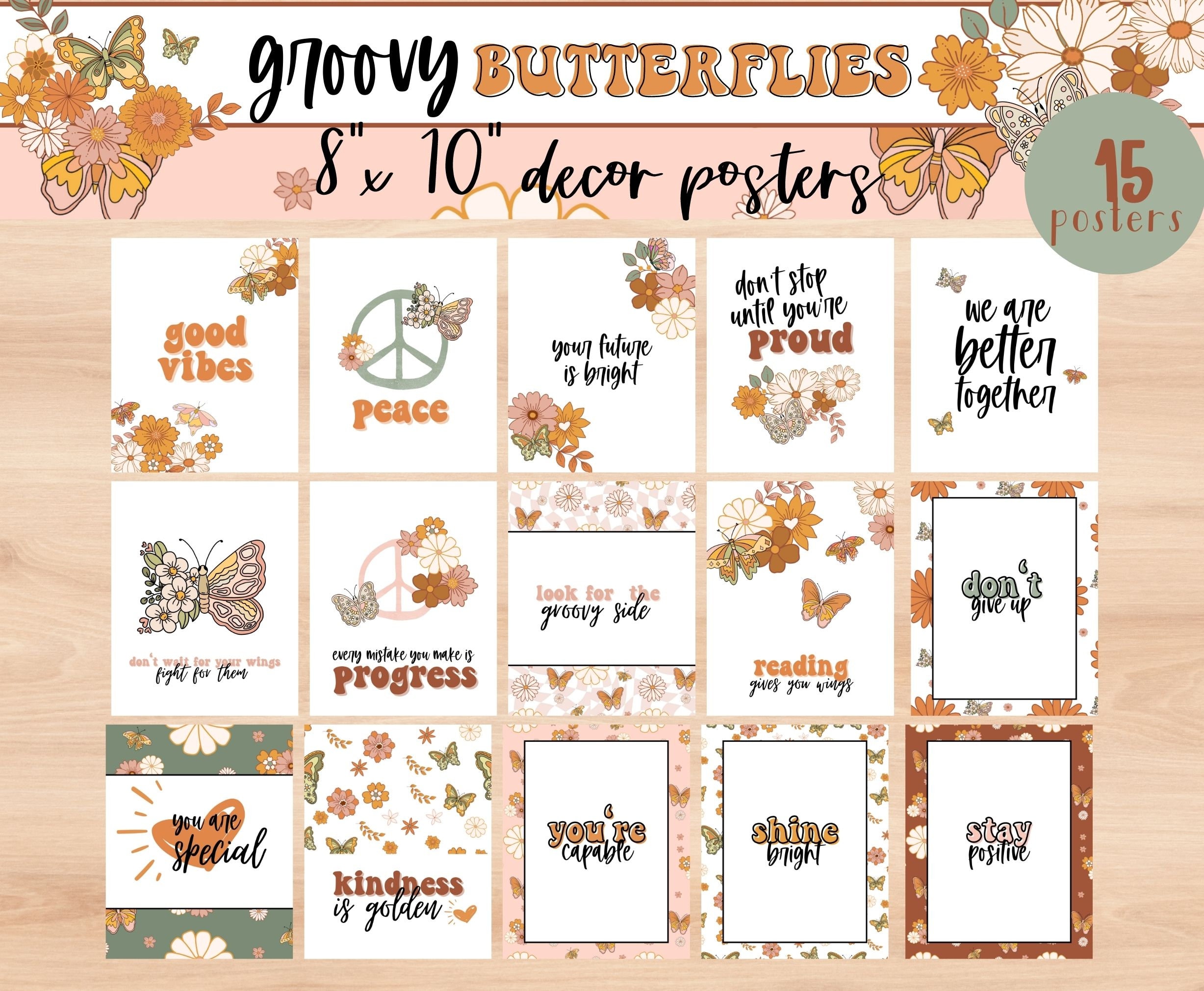 Groovy Butterfly Classroom Decor Posters Learning Posters Retro ...