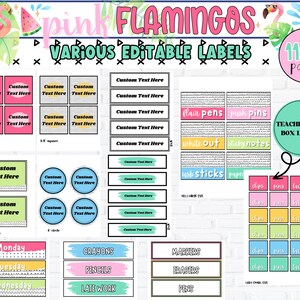 Flamingo Summer Theme Editable CLASSROOM DECOR Bundle | Elementary ...